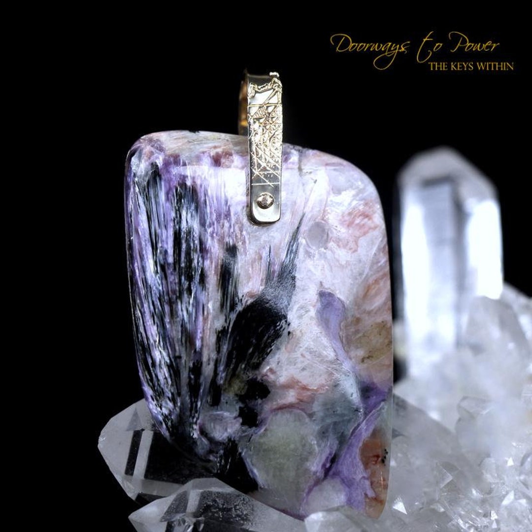 Charoite Light Language Crystal Pendant 14k - Etsy