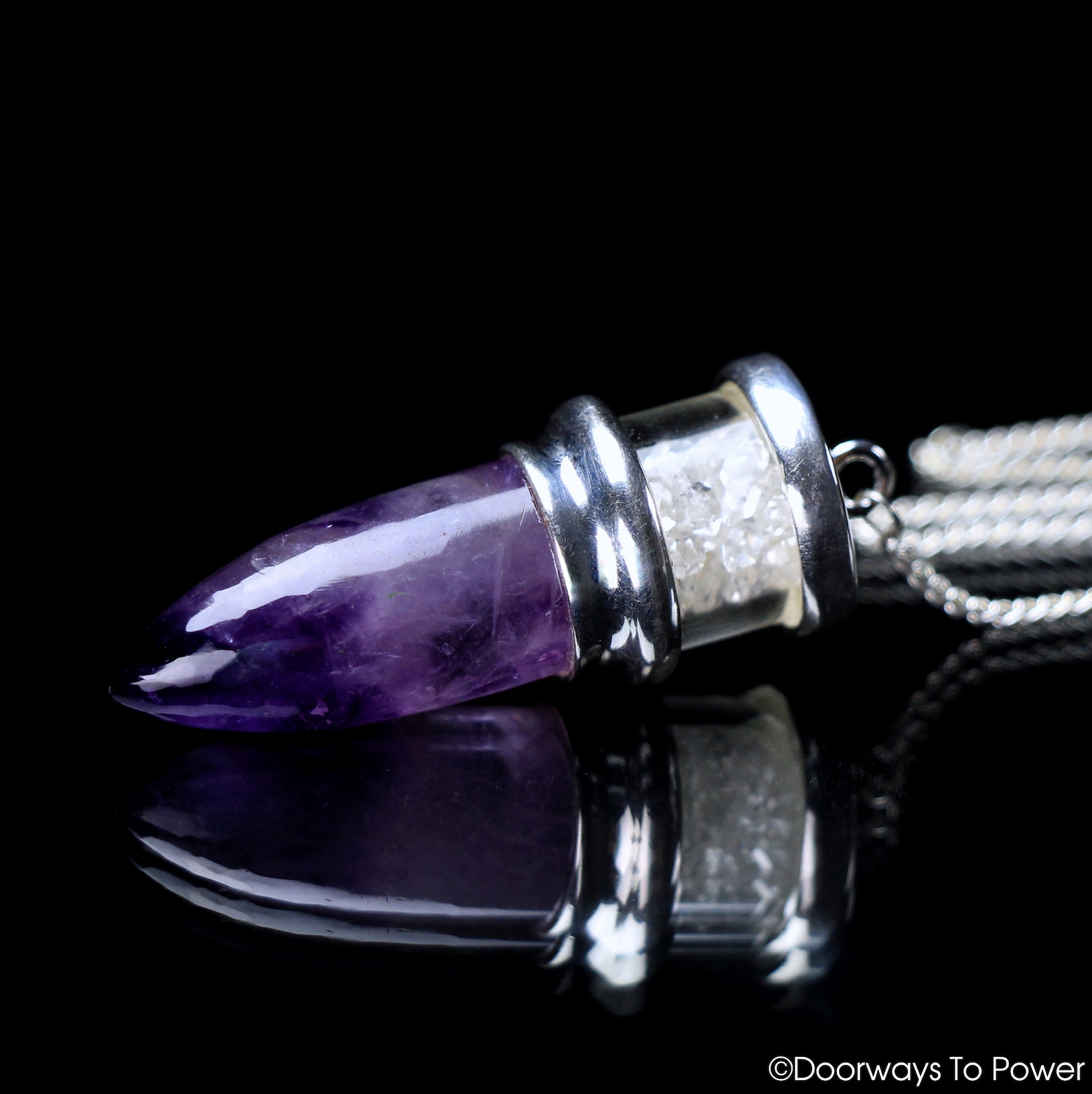 Amethyst Quartz & Herkimer Diamonds Crystal Pendulum Dowsing .925 ...