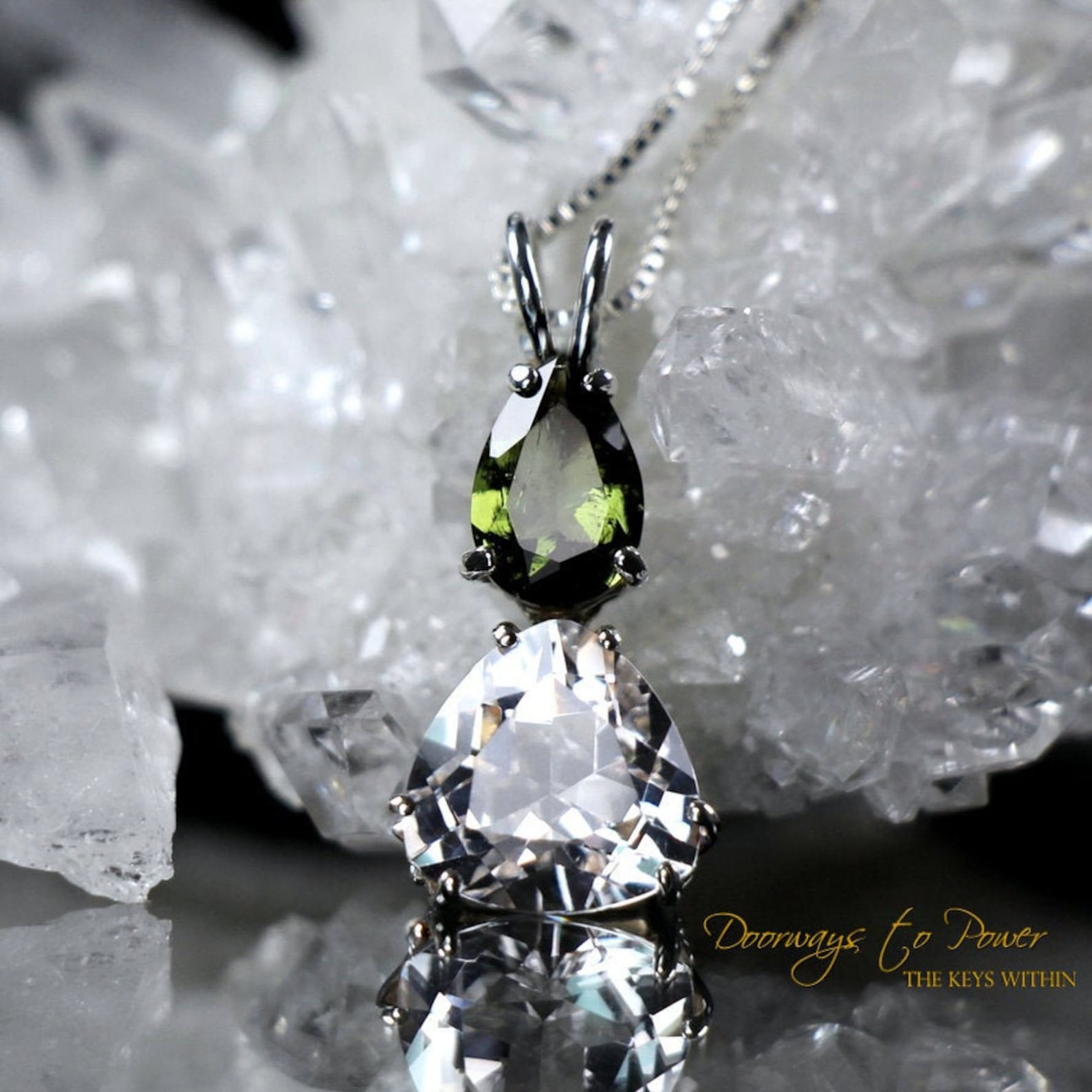 Synergy 12 Stone Pendant Danburite Gemstone & Moldavite Stone A ...