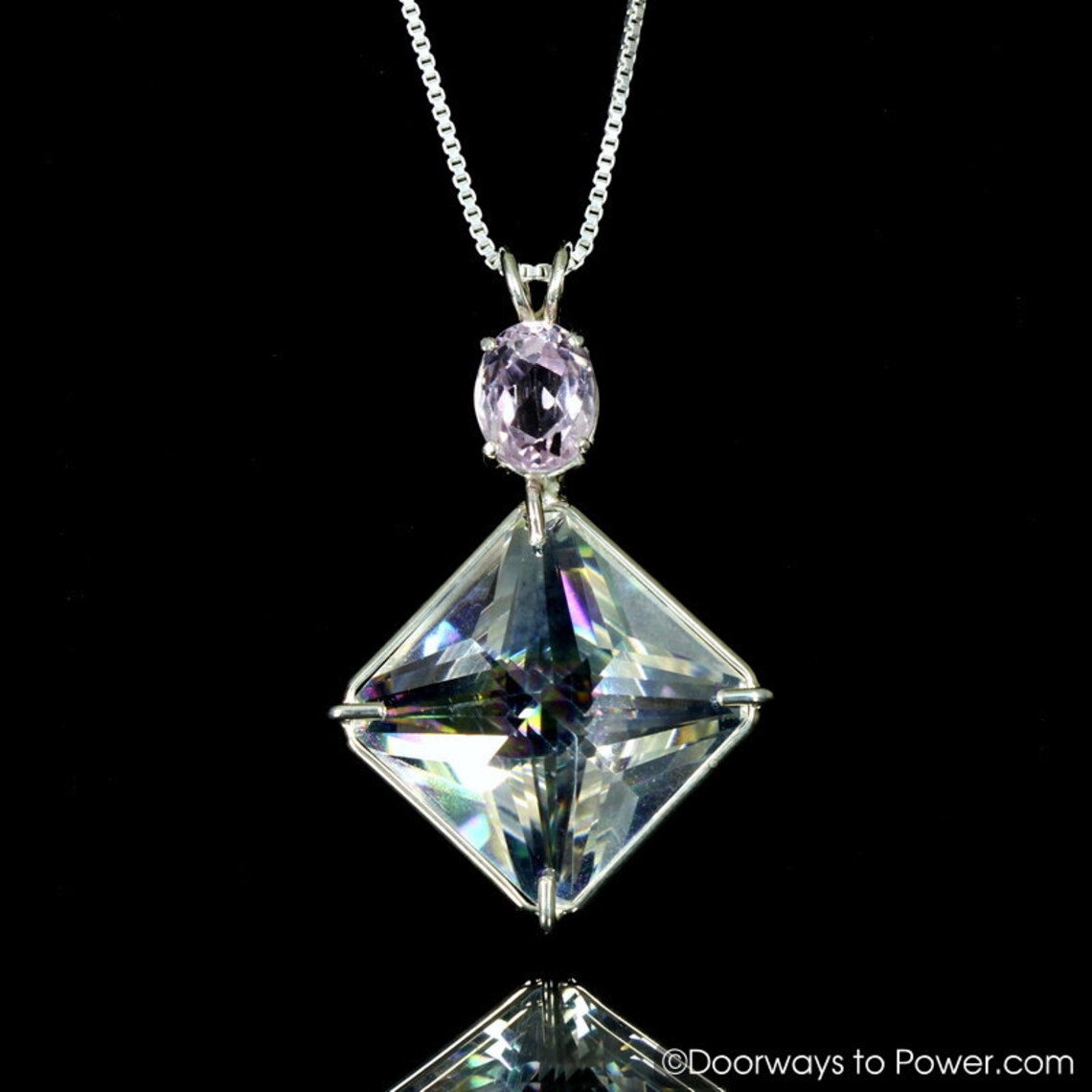 Angel Aura Quartz Kunzite Magician Stone Crystal Pendant .925 SS - Etsy