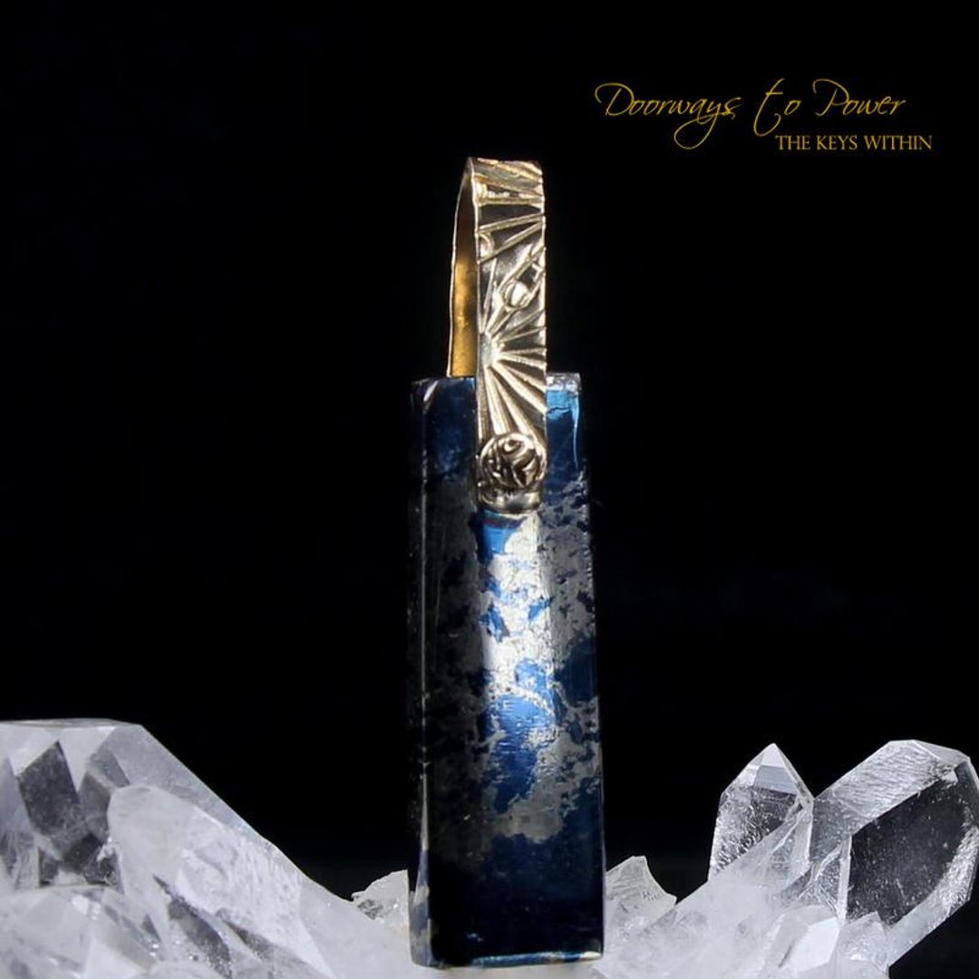 Covellite Light Language Crystal Pendant 14k Gold - Etsy