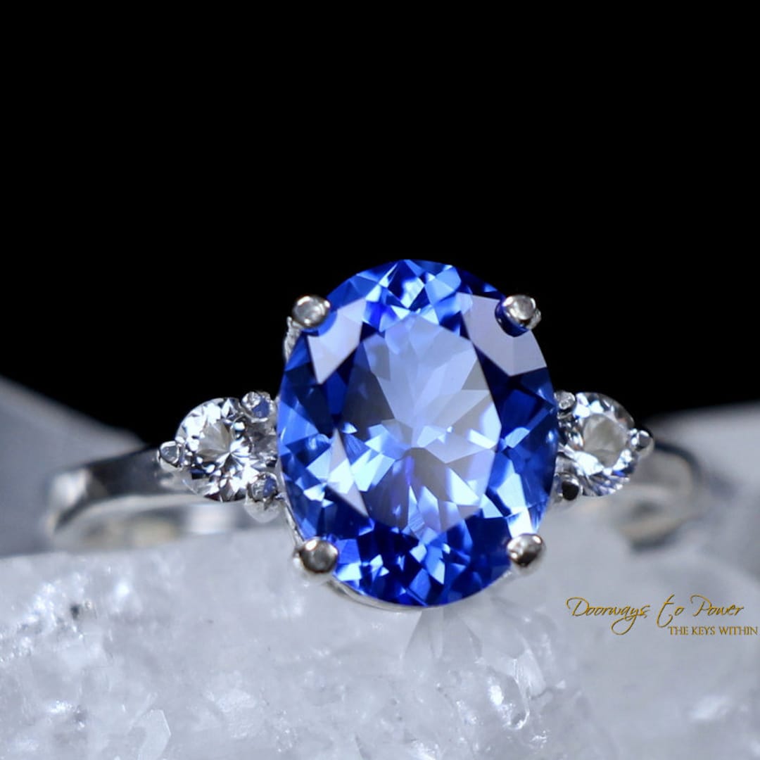 Siberian Blue Quartz Ring With Danburite Gemstones in .925 Sterling - Etsy