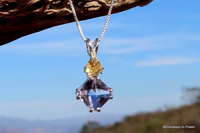 Amethyst Mini Magician Stone Pendant With Citrine .925 Sterling Silver ...