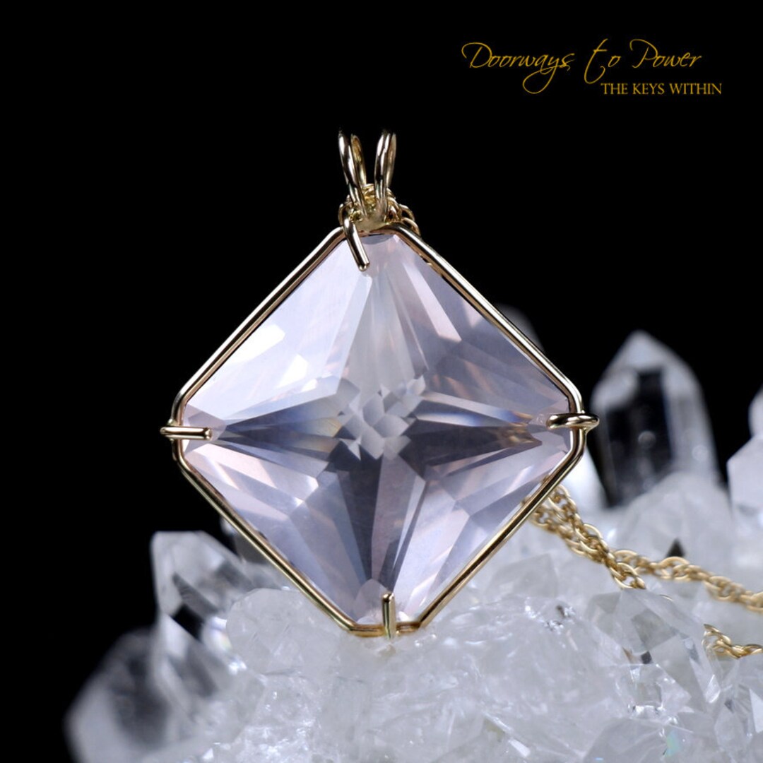 Rose Quartz Magician Stone Crystal Pendant Necklace 14k Gold - Etsy