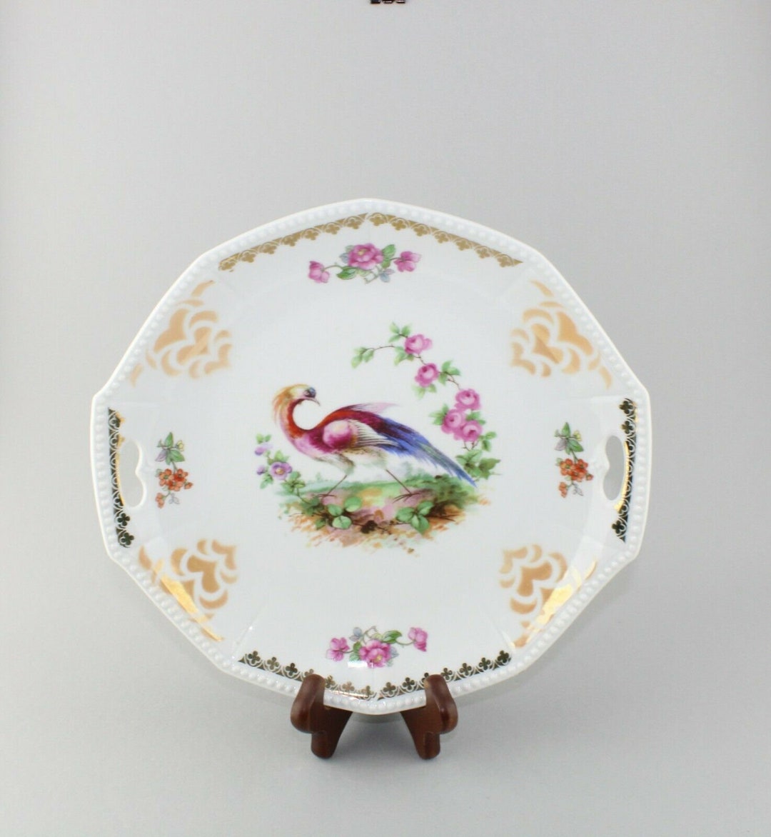 Vintage OG Otto Grunert Bird Fowl Peacock Handled Plate Germany - Etsy