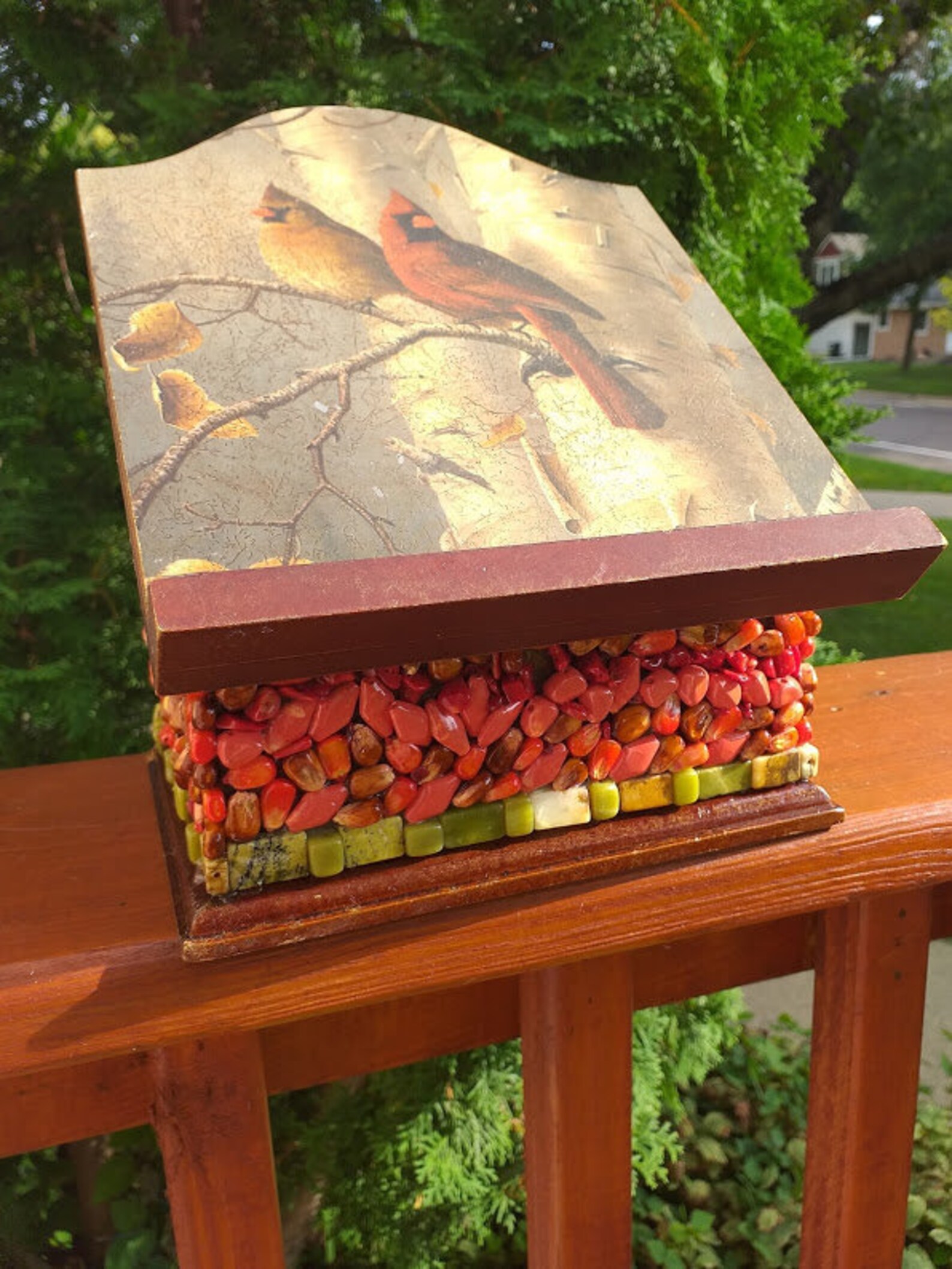 Mosaic Box, Homemade Cardinal Box, Bird Gift, Bird Lovers Gift, Cabin ...