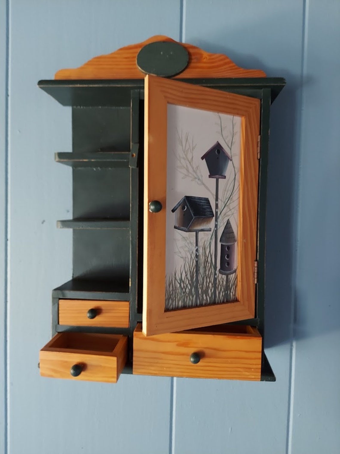 Rustic Wooden Cabinet Wall Hanging Hand Painted Cabin Rustic - Etsy