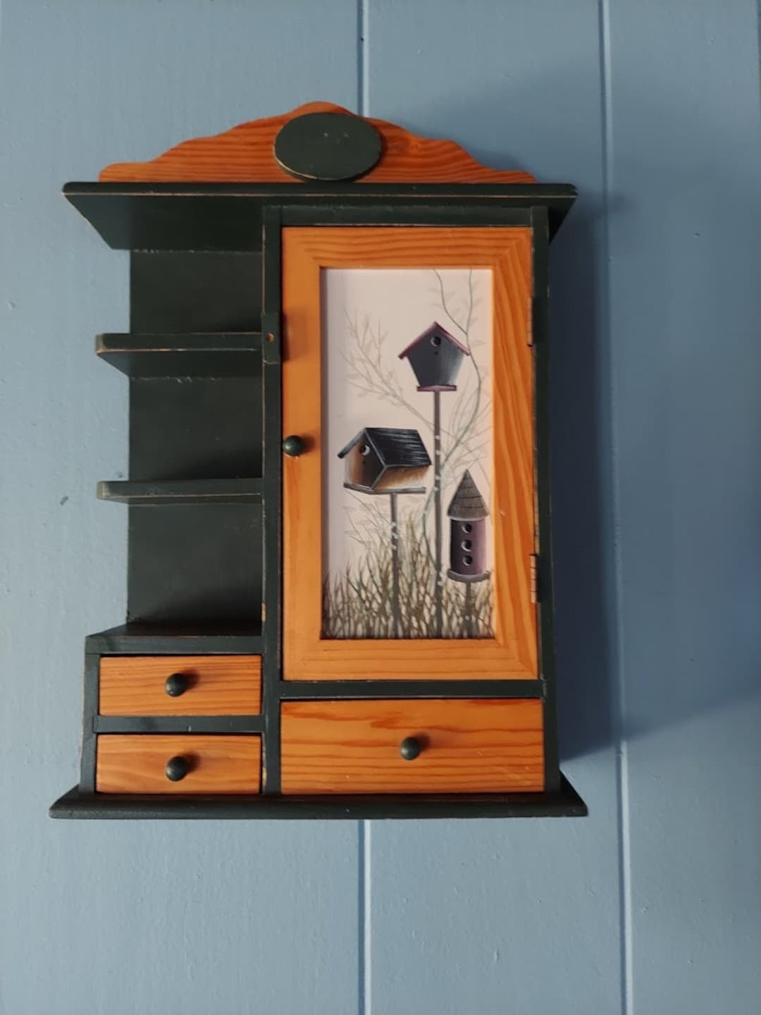 Rustic Wooden Cabinet Wall Hanging Hand Painted Cabin Rustic - Etsy