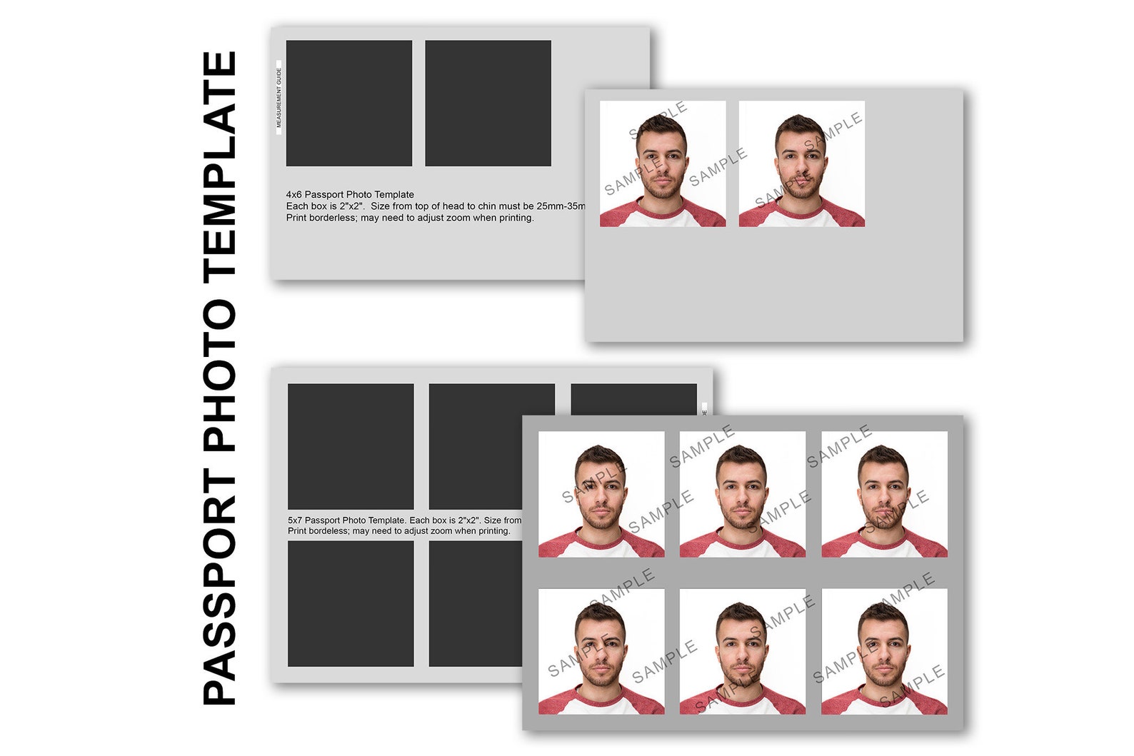 Passport Photo Template 4x6 And 5x7 Diy Passport Photo Etsy Schweiz