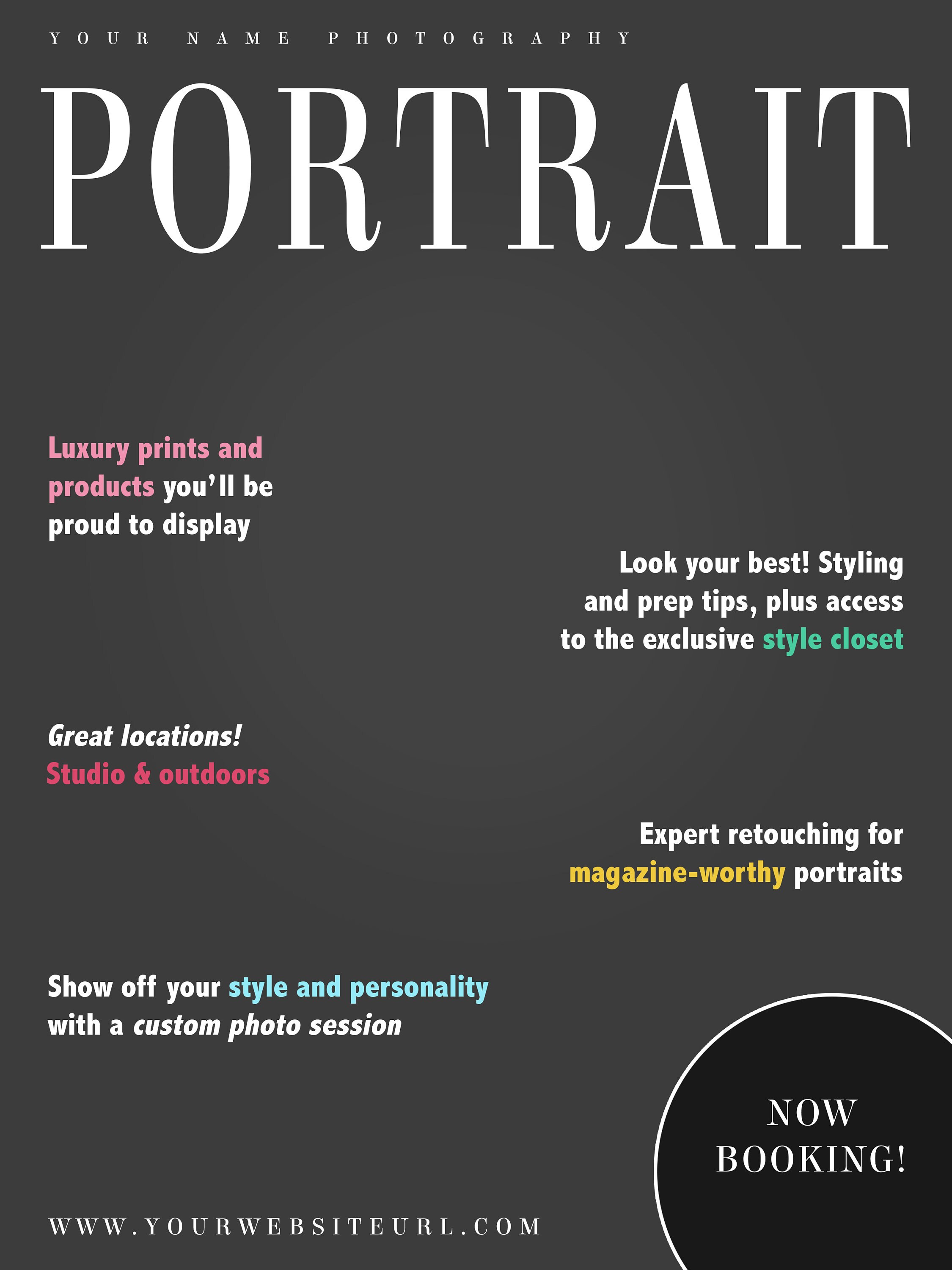 Portrait Photography Magazine Cover Template Printable Photoshop ...
