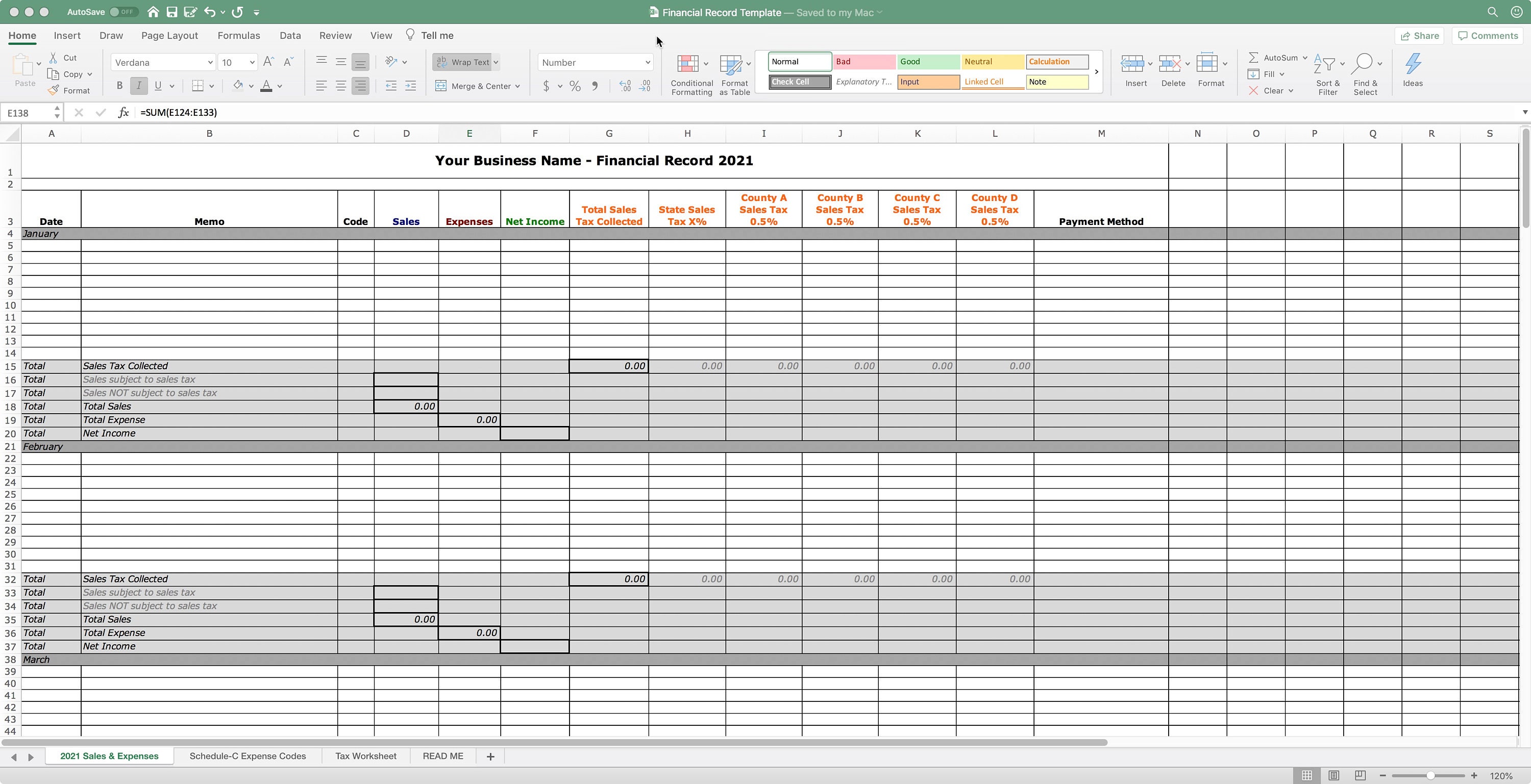 Financial Record Spreadsheet Sales Income and Expense Tax | Etsy