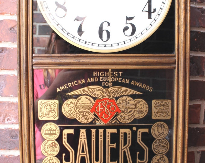 Vintage Sauer's Regulator Wall Clock - Sauers Extracts Advertising ...