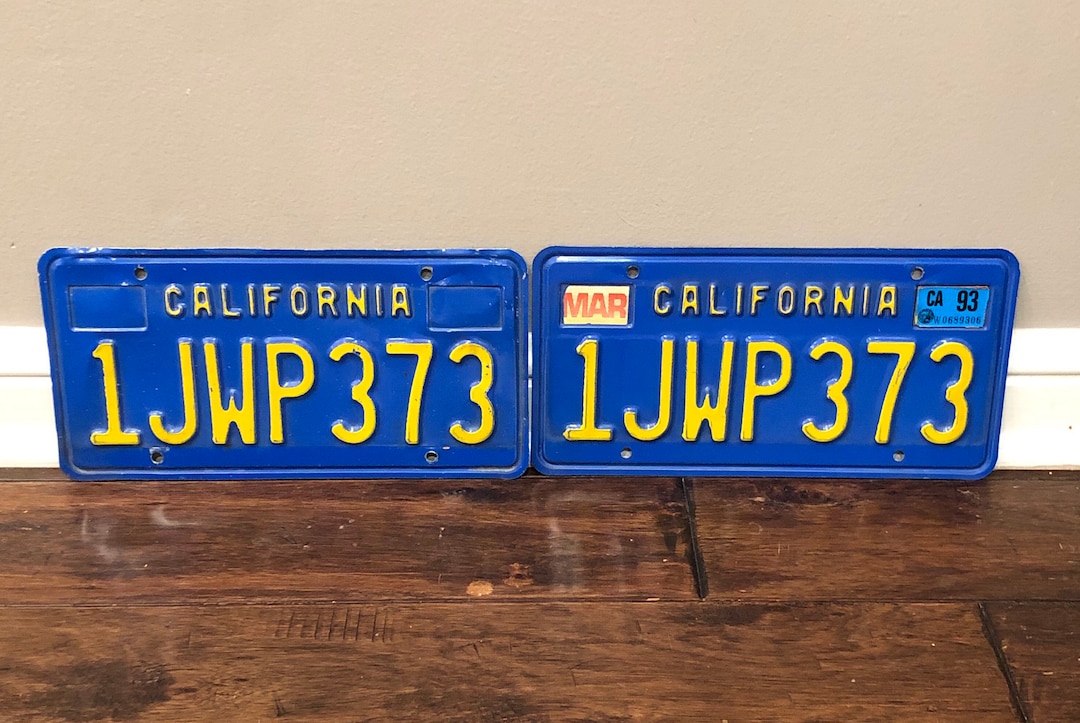 License Plate California Vintage 1980s Pair Blue, Vintage California ...