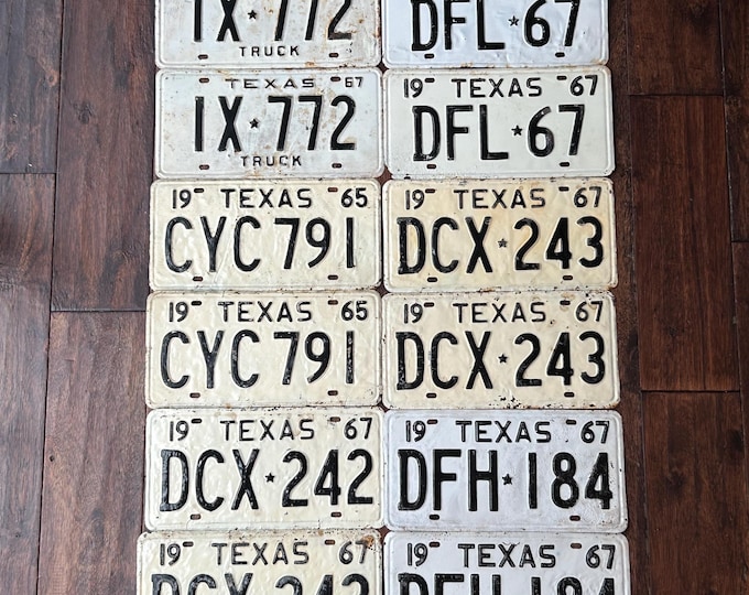 Texas License Plates Pairs 1965 1967, Texas License Plates, Not ...