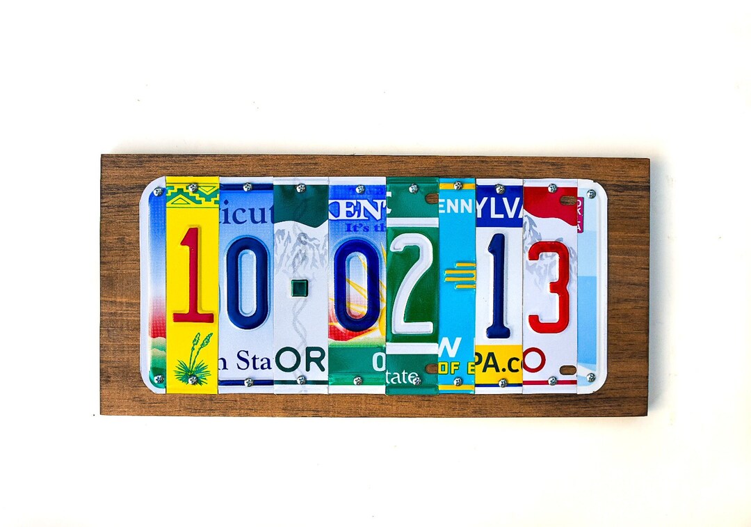 License Plate Signs, Anniversary Date, 10th Anniversary Tin Gift ...