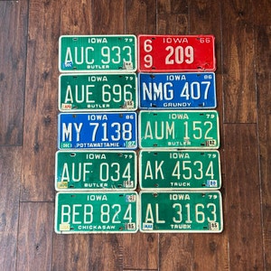 Choice of Vintage License Plate Iowa, Crating License Plates, Worn Out ...