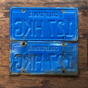 License Plate California Vintage 1982 Pair Blue, Vintage California ...