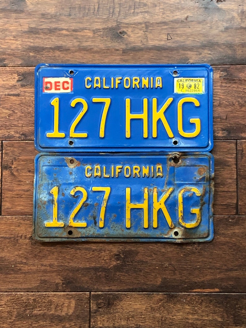 License Plate California Vintage 1982 Pair Blue, Vintage California ...