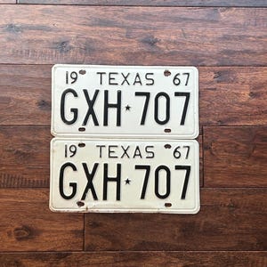 License Plates Texas 1967 Pair Dmv Clear Texas 1967 Pair Texas