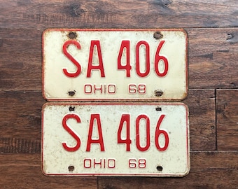 License Plate Pair Ohio 1968, Vintage License Plates, License Plate ...