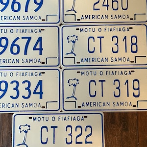 American Samoa Choice of License Plate, Pick Your Plate American Samoa ...