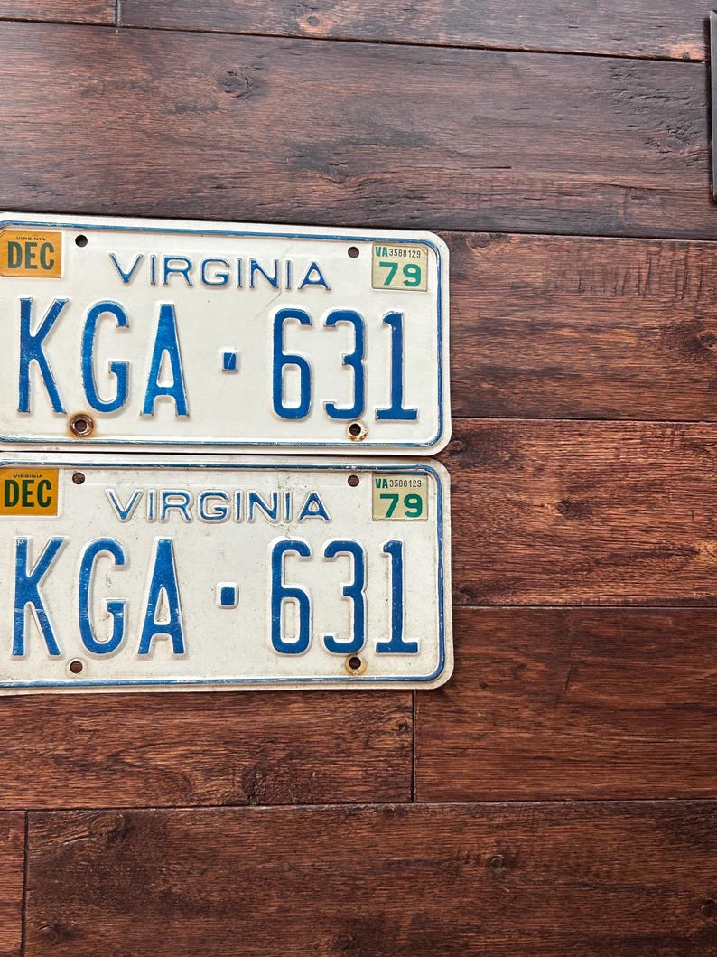 License Plate Virginia, 1979 License Plate Pair Virginia, Old Virginia ...