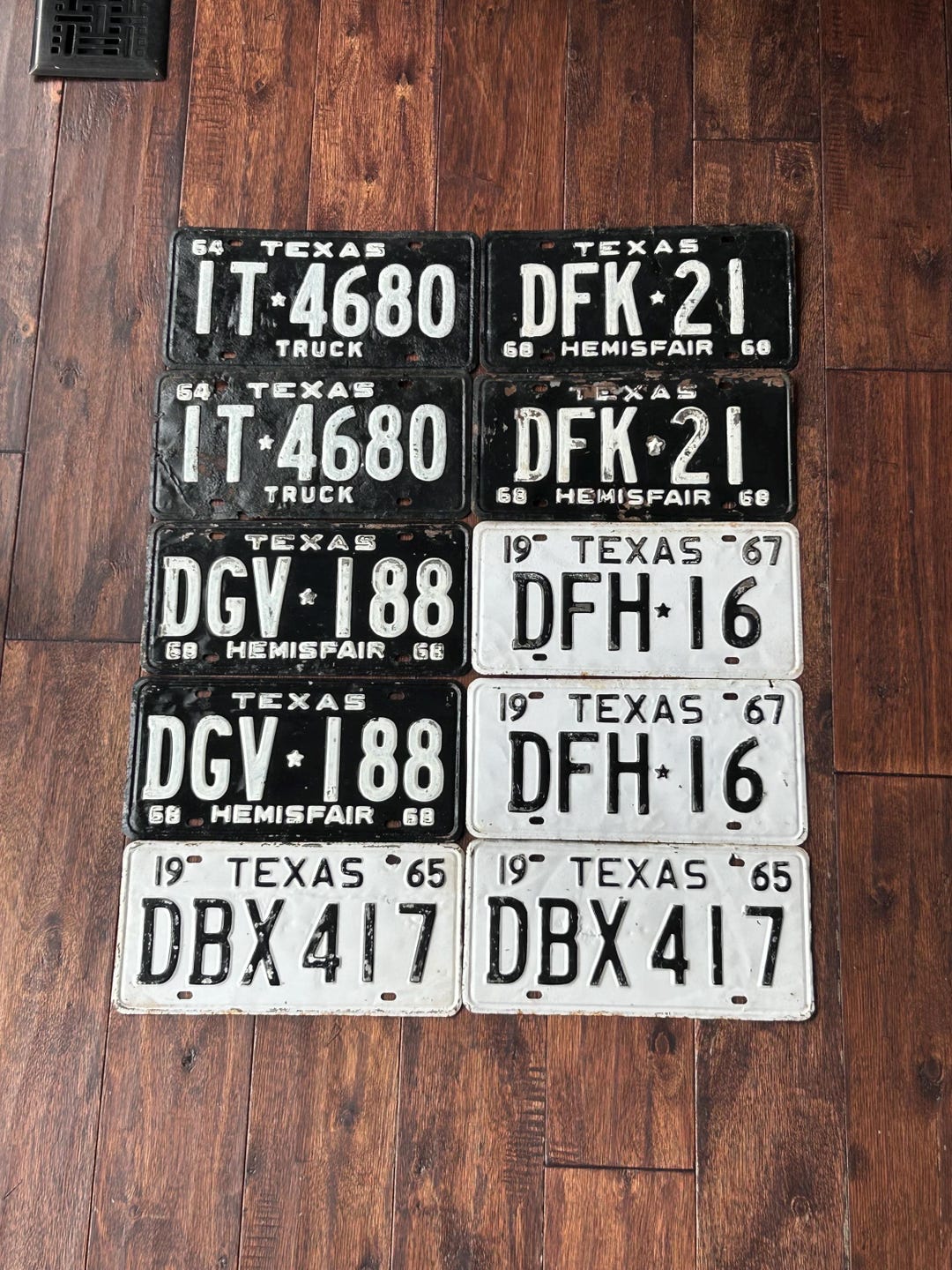 Texas License Plates Pairs 1964 1967 1968, Texas License Plates, Not ...