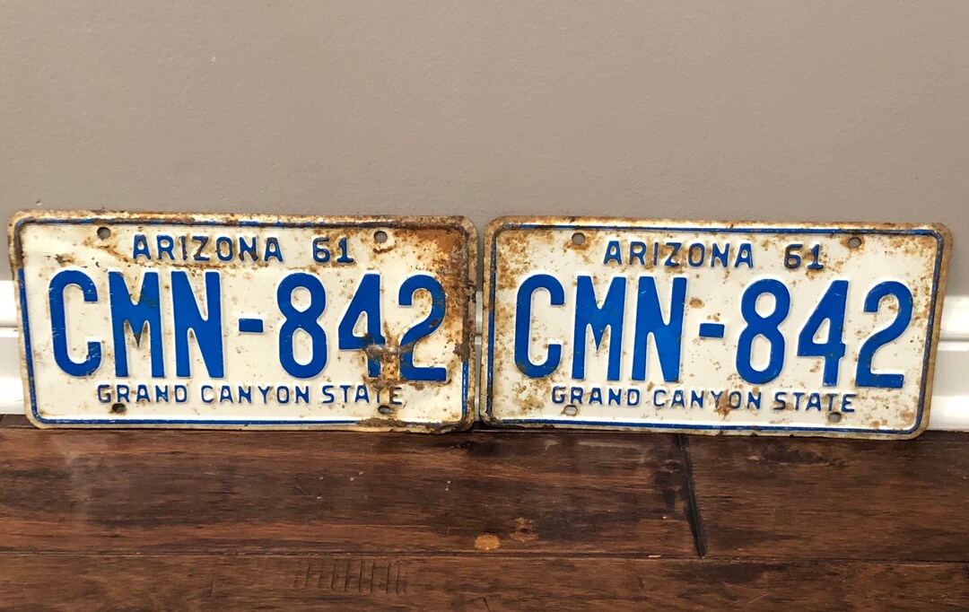 Arizona License Plate 1961, Vintage Arizona License Plate Pair Dmv ...