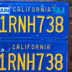 License Plate California Vintage 1987 Pair Blue, Vintage California ...