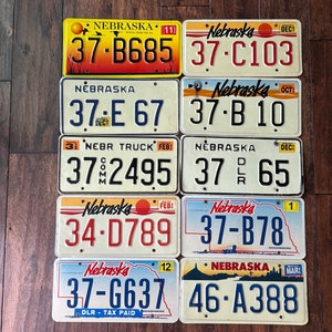 Nebraska License Plates Your Choice, Vintage Nebraska License Plates ...