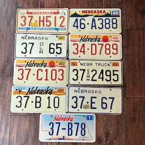 Nebraska License Plates Your Choice, Vintage Nebraska License Plates ...