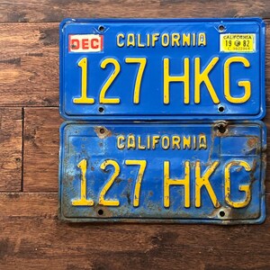 License Plate California Vintage 1982 Pair Blue, Vintage California ...