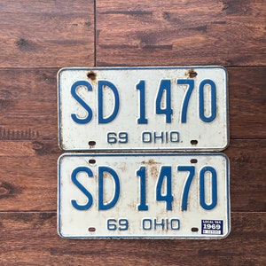 License Plate Pair Ohio 1969, Vintage License Plates, License Plate ...