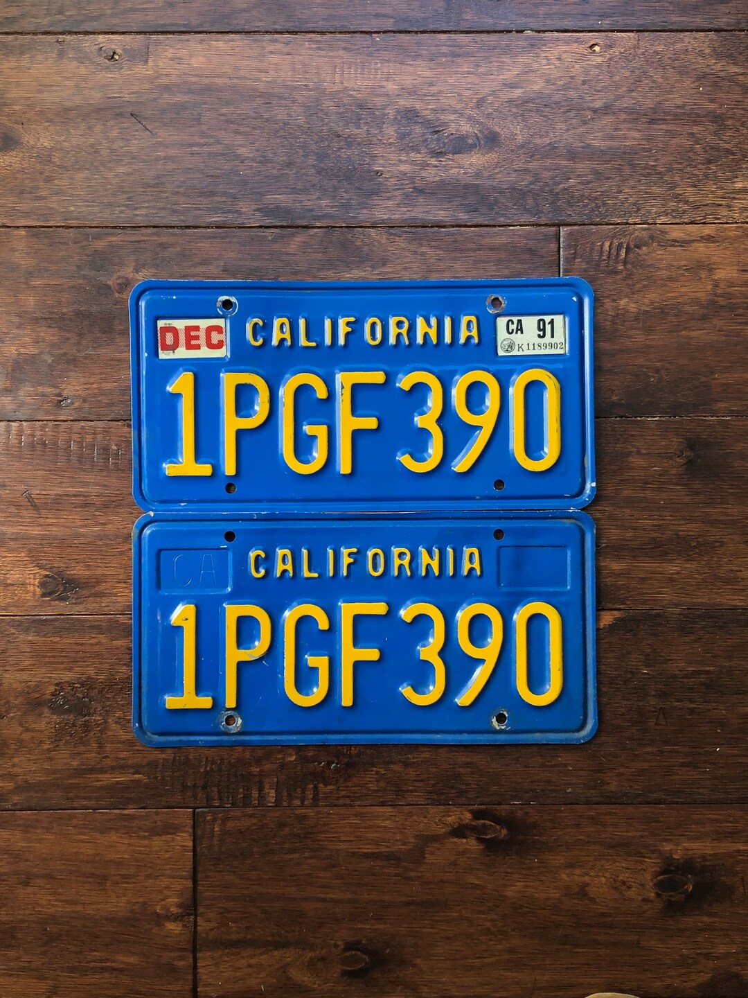 License Plate California Vintage 1991 Pair Blue, Vintage California ...