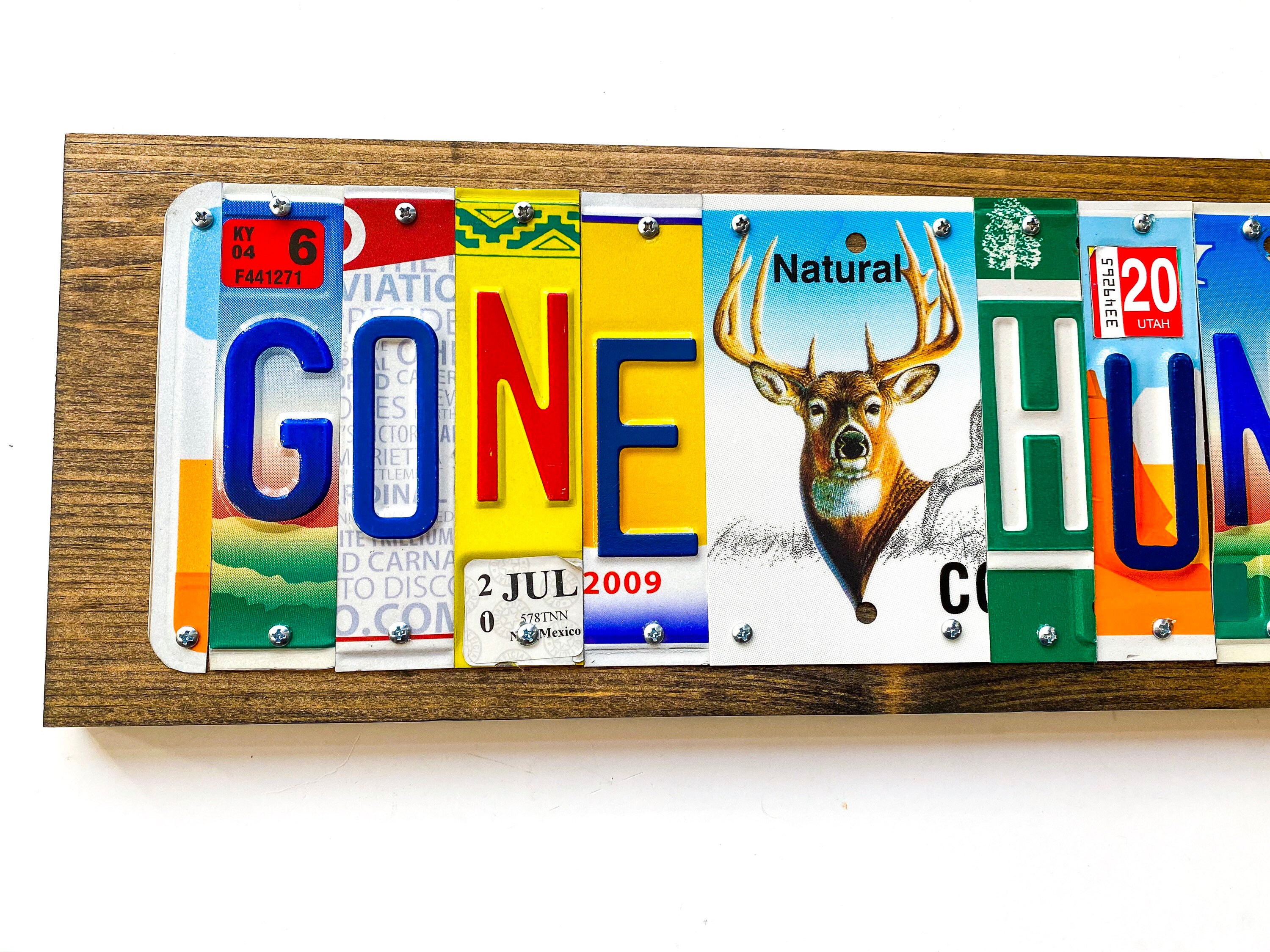 Gone Hunting Sign Made From License Plates father's Day | Etsy
