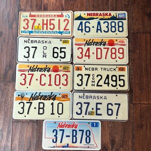 Nebraska License Plates Your Choice, Vintage Nebraska License Plates ...