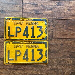 License Plate Pair Pennsylvania 1947, Old License Plates, Vintage ...