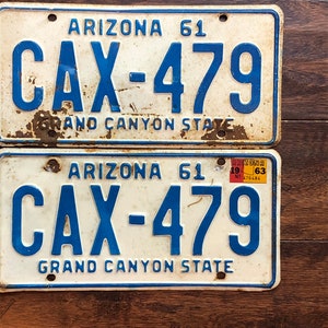 Arizona License Plate Pair 1961, Vintage Az License Plate Pair, Old ...
