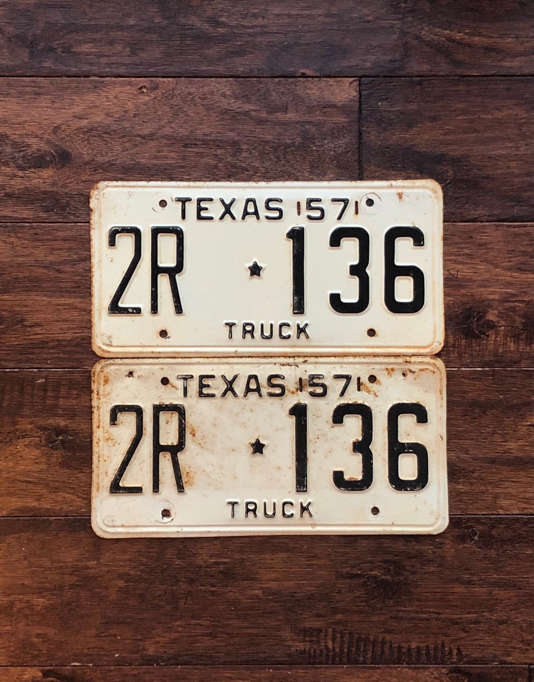 Vintage Texas License Plate Truck Pair 1957, Texas License Plate Pair 1957, Old Texas Truck ...
