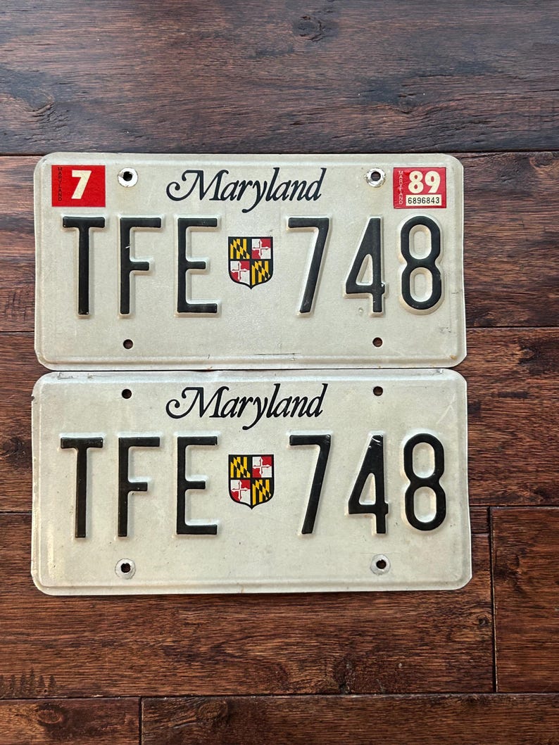 License Plate Maryland, Maryland License Plate Pair, Old Maryland ...