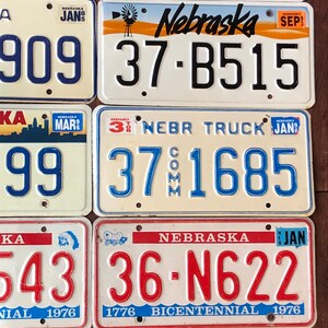 Nebraska License Plates Your Choice, Vintage Nebraska License Plates ...