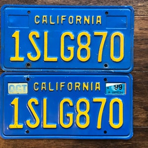 License Plate California Vintage 1999 Pair Blue, Vintage California ...