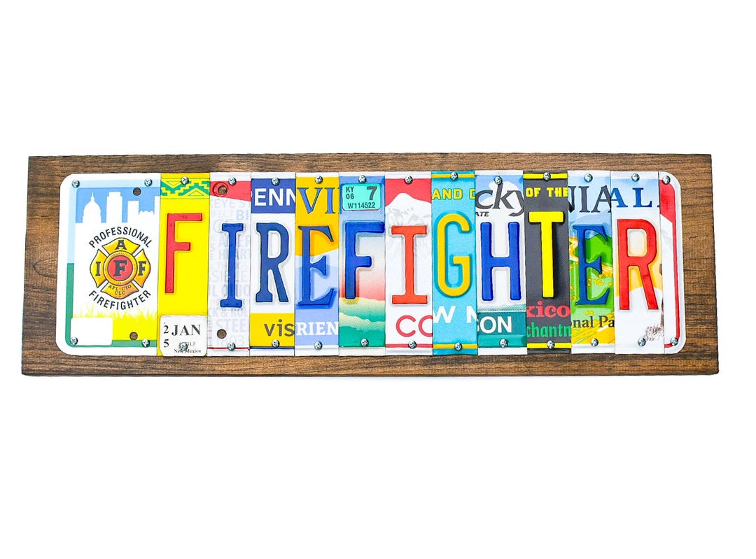 Firefighter License Plate Sign, Firefighter Gift, Father's Day ...