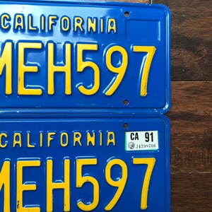 License Plate California Vintage 1991 Pair Blue, Vintage California ...