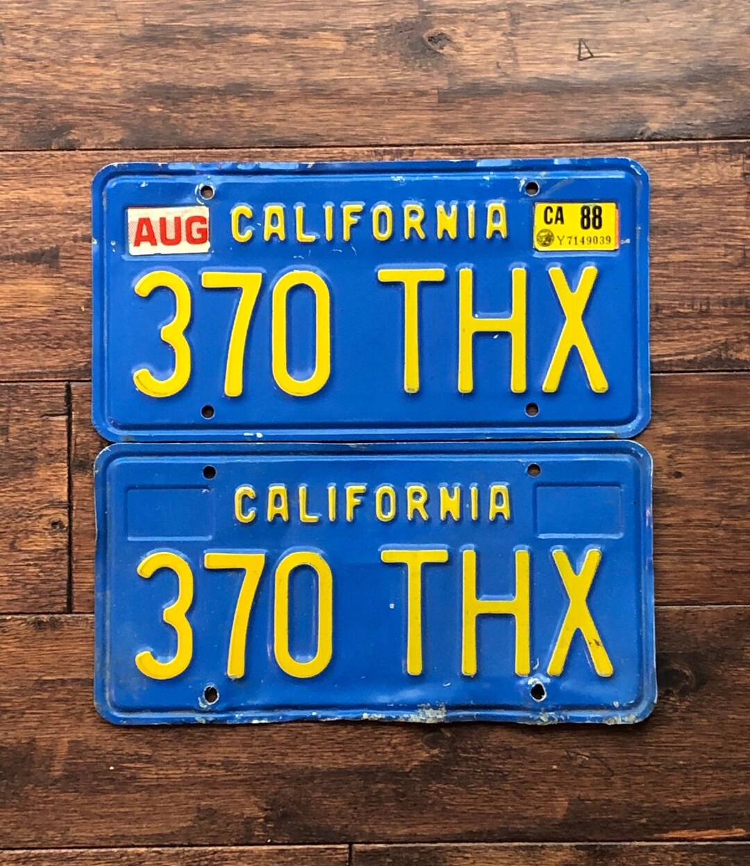 License Plate California Vintage 1988 Pair Blue, Vintage California ...