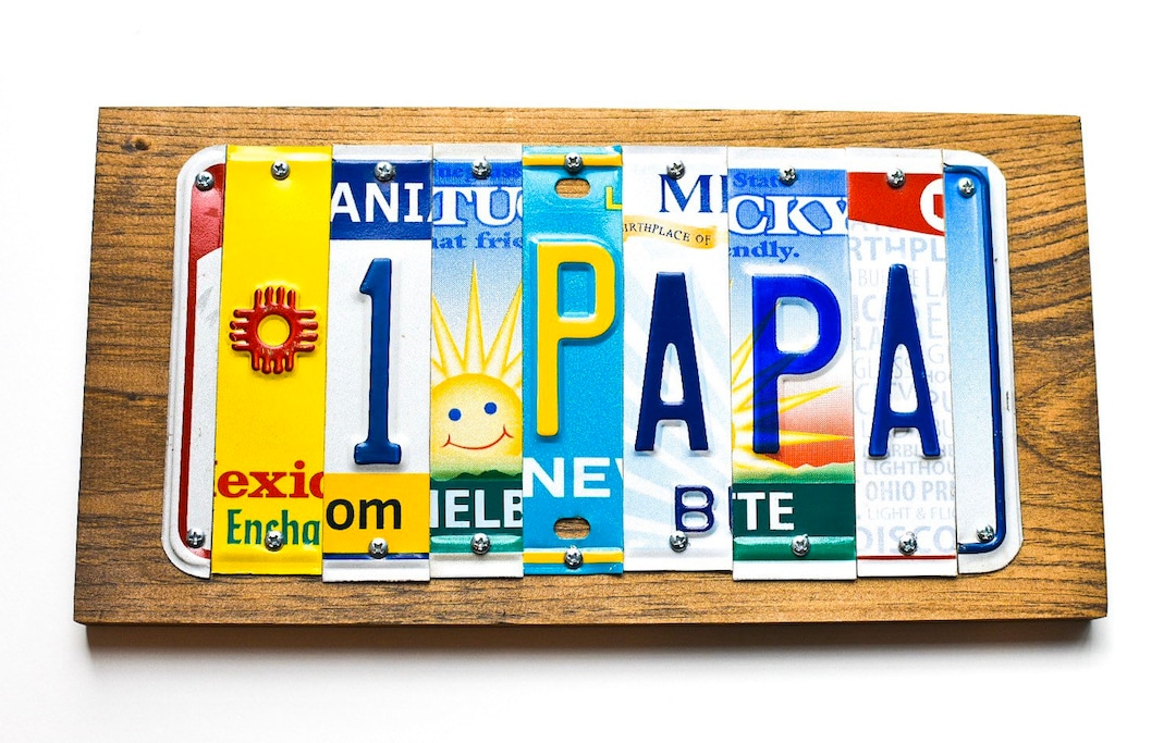 Number 1 Papa License Plate Sign, Father's Day Gift for Grandpa, Garage ...