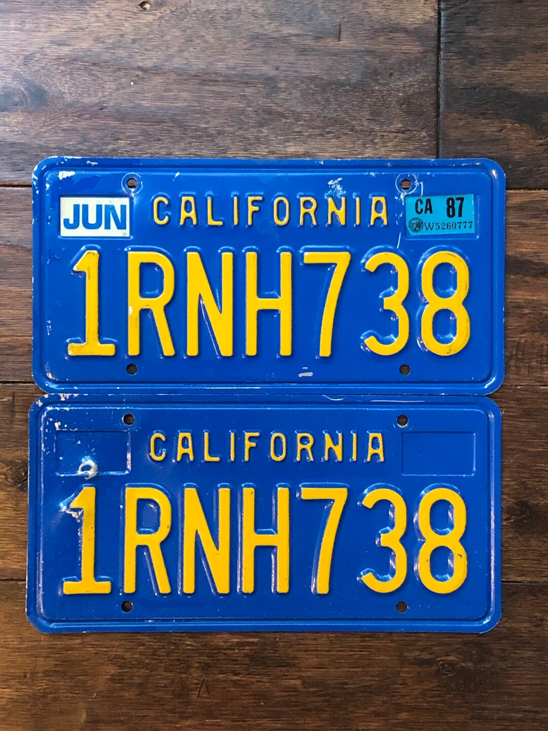 License Plate California Vintage 1987 Pair Blue, Vintage California ...