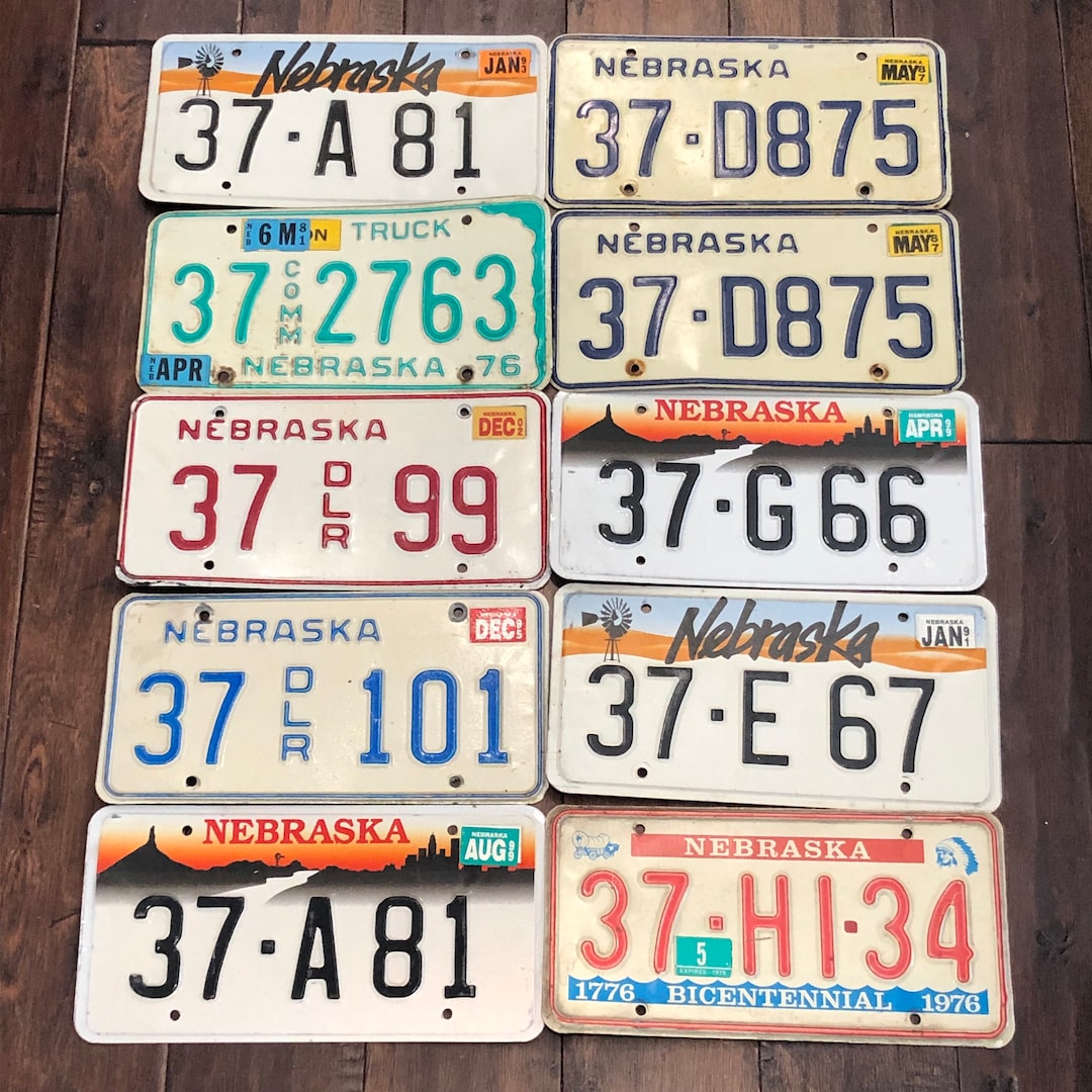 Nebraska License Plates Your Choice, Vintage Nebraska License Plates ...