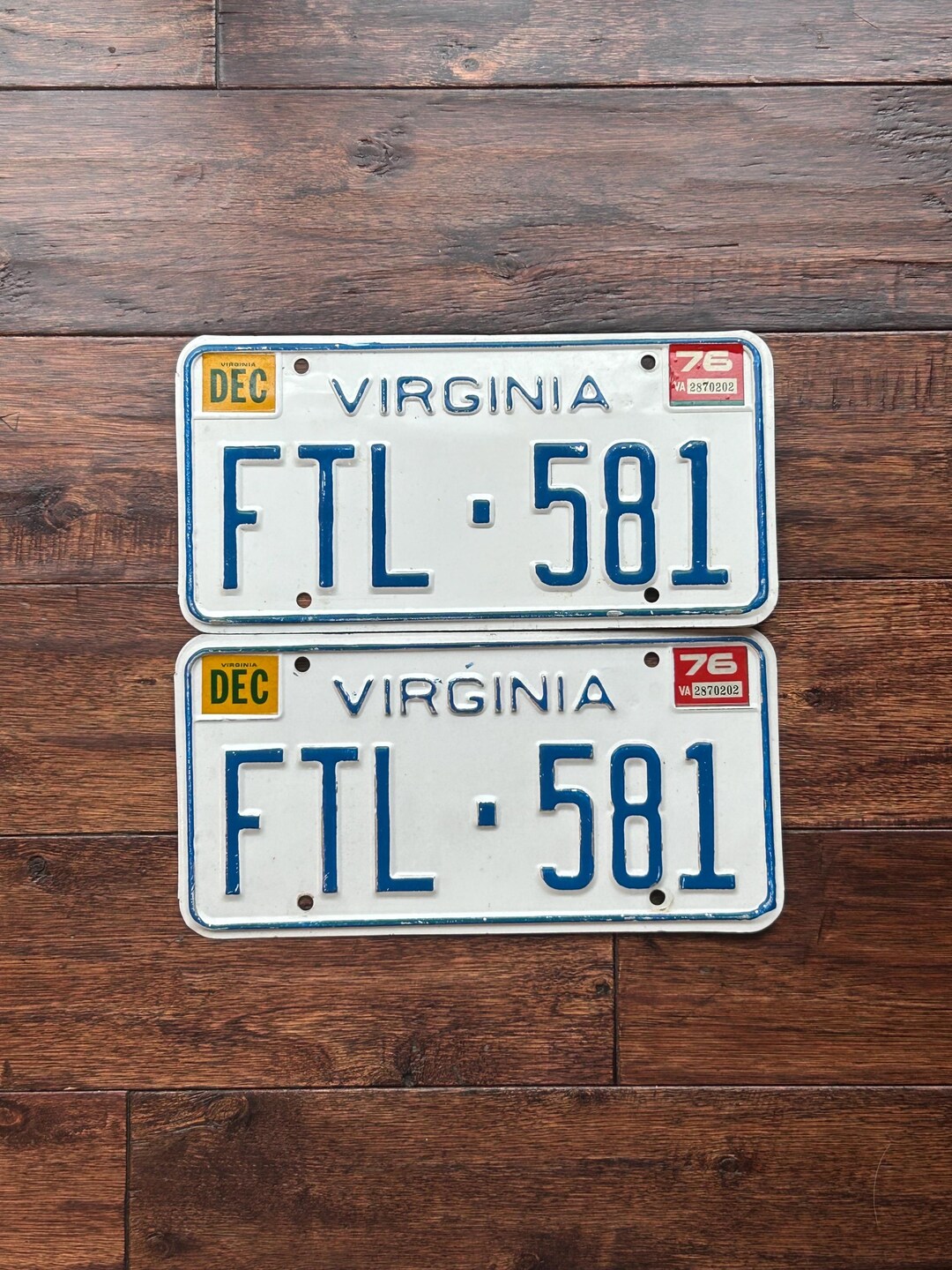 License Plate Virginia, 1976 License Plate Pair Virginia, Old Virginia ...