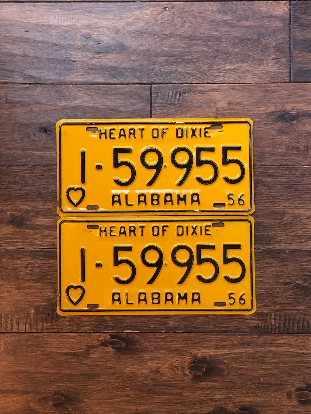 License Plates Alabama Heart of Dixie 1956 Pair, 1956 Alabama License ...